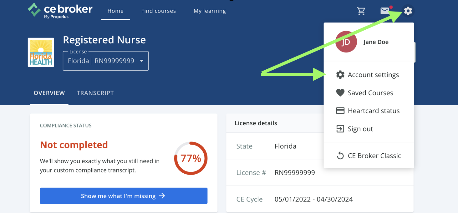 Updating Your Account Settings – CE Broker