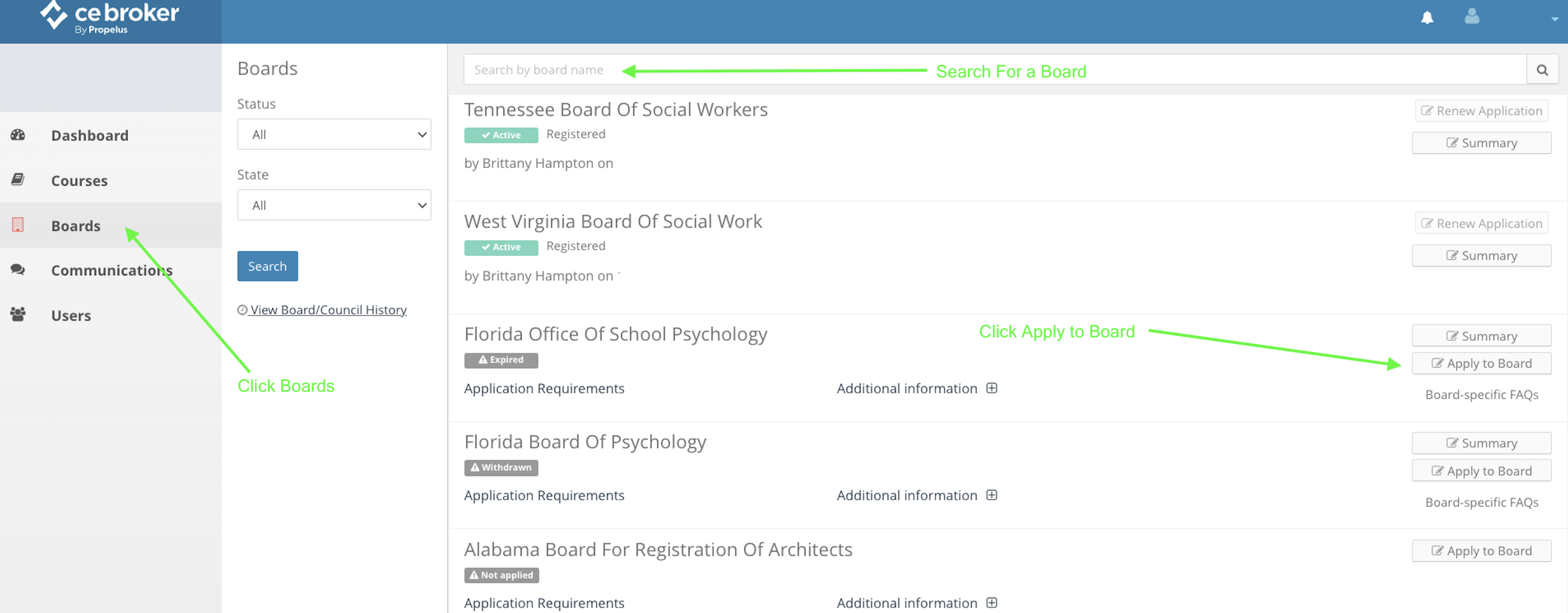 Applying to New Boards for Provider Approval – CE Broker