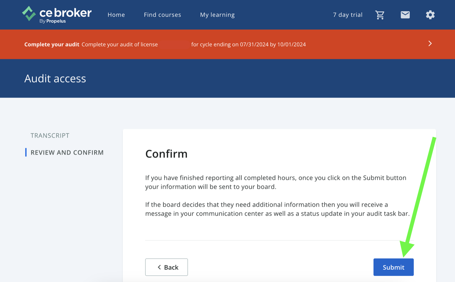 Complete an audit – CE Broker