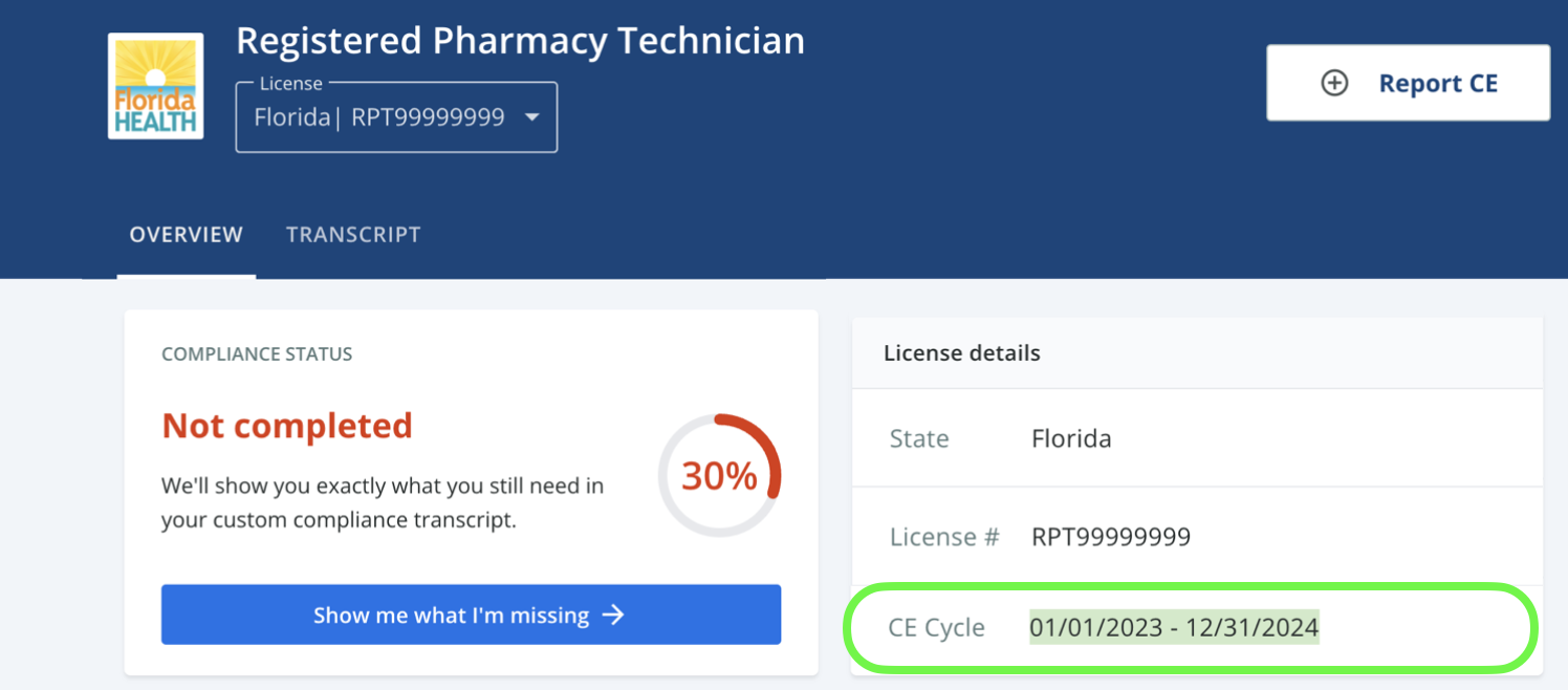 CPE Monitor transcript through NABP – CE Broker