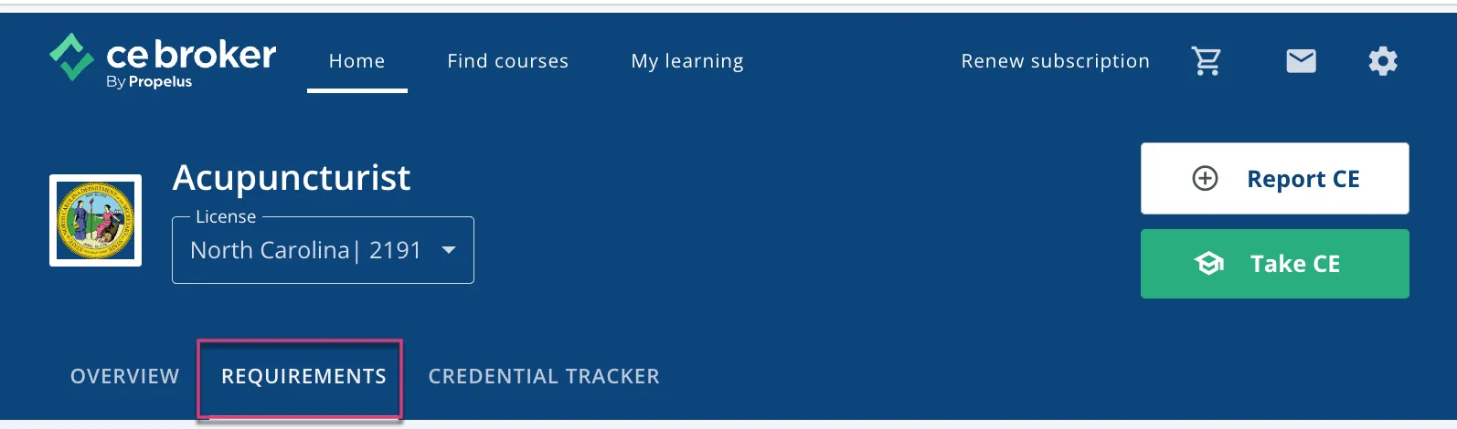 Compliance Status – CE Broker